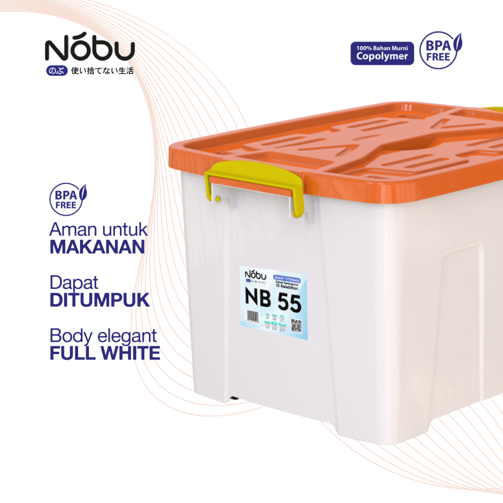 Jual Box Container 55 Liter Putih NOBU+ 4 Roda / Box Container ...