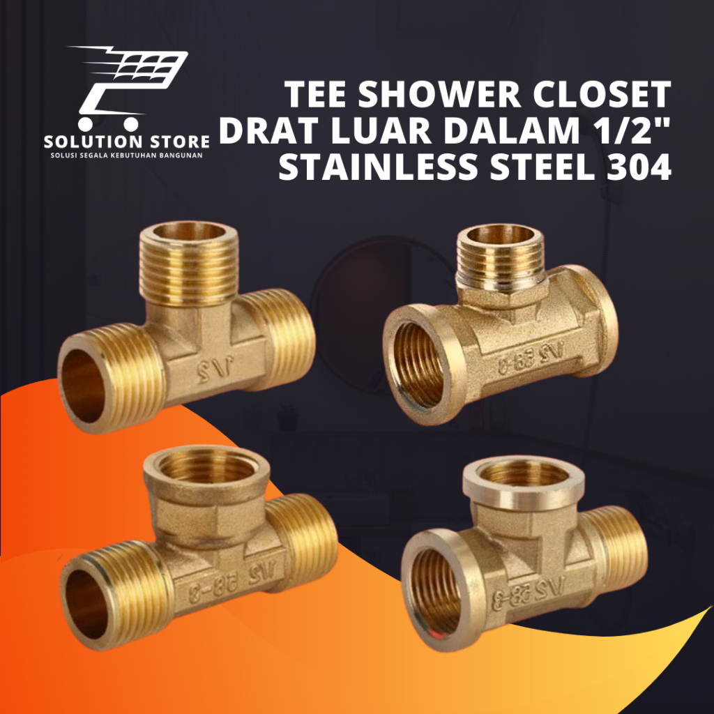 Jual Tee Shower tee Closet 1/2" Stainless Steel 304 ( Drat Luar dan ...