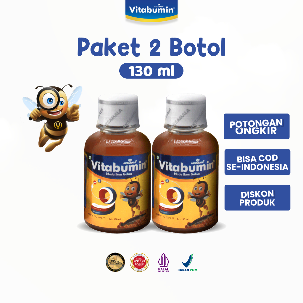 Jual VITABUMIN HEMAT 2 BOTOL 130ml - Madu Untuk Anak Gemuk Lahap Makan | Shopee Indonesia