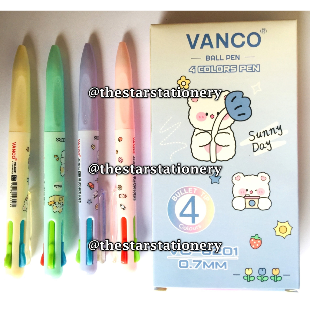 Jual (1 Biji) Bolpen Vanco VC-6201 4 Warna 0.7 mm Ball Pen / Pulpen ...