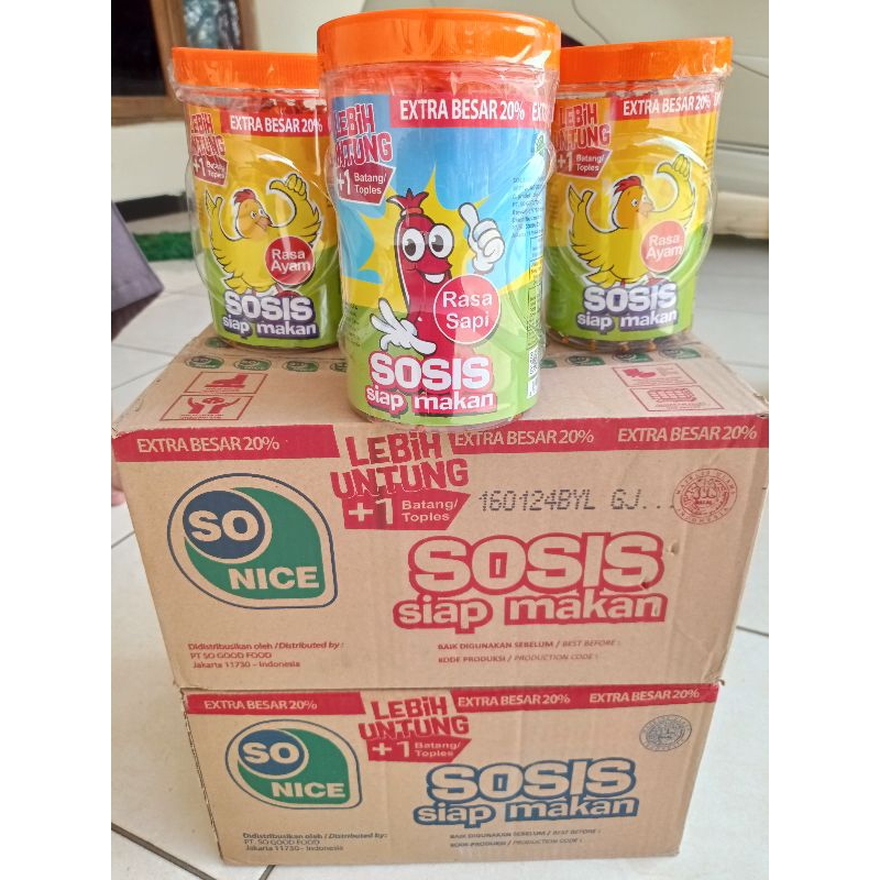 Jual 1 Dus 6 Toples Sosis So Nice Sonis Rasa Ayam Sapi Terlaris | Shopee Indonesia