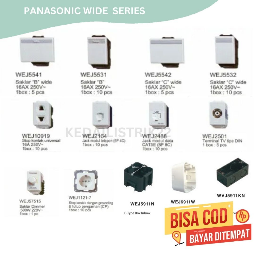 Jual WEJ WIDE SERIES PANASONIC SAKLAR STOP KONTAK MODULE TV, LAN ...