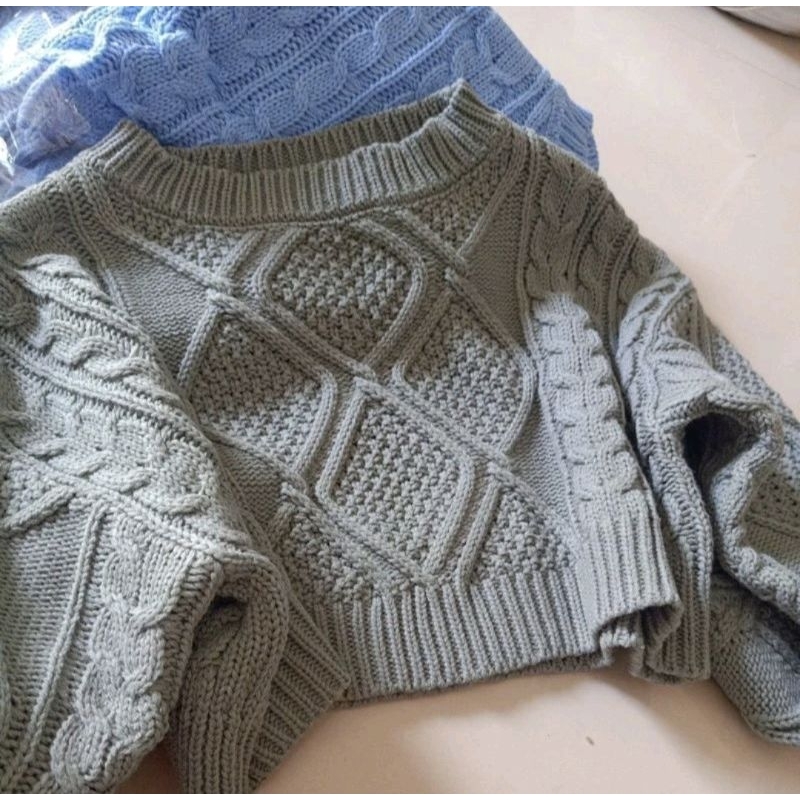 Jual SWEATER CROPE || LADY KNITED SWEATER RAJUT | Shopee Indonesia