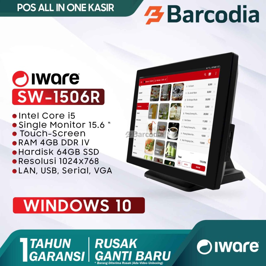 Jual BARCODIA Iware WD-1506R Mesin Kasir All In One Touchscreen Pos Sistem Cire I5 | Shopee ...