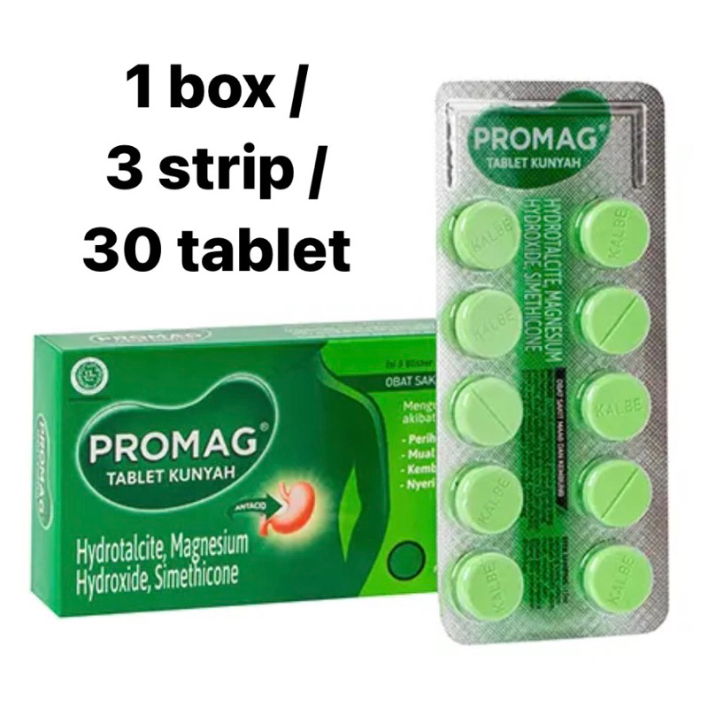 Jual Promag Tablet Kunyah - 1 box / 30 tablet / 3 Blister | Shopee ...