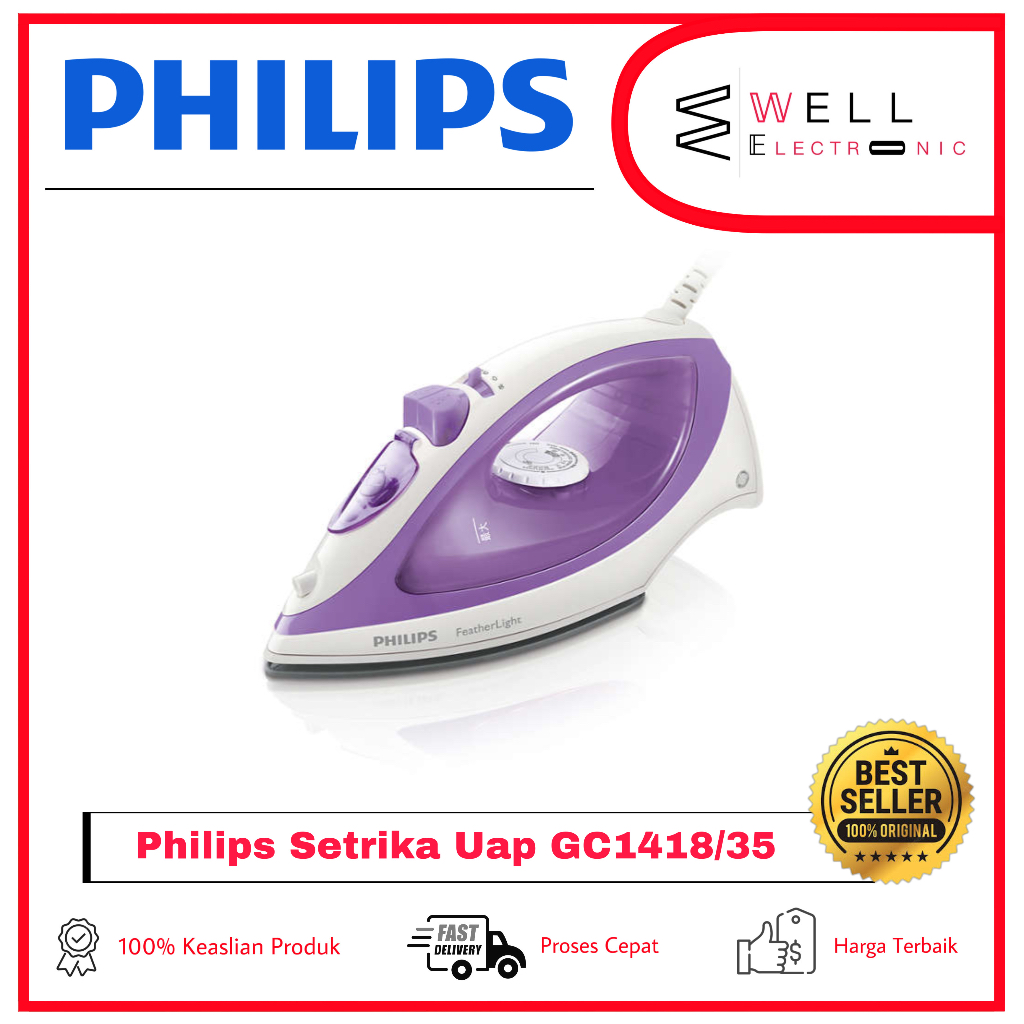 Jual PHILIPS GC1418/35 Steam Iron Feather Light Setrika Uap GC 1418 ...