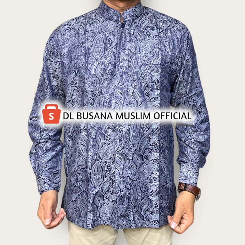 Jual Kemeja Koko Pria Warna Dongker Baju Koko DL Motif Bunga Batik ...