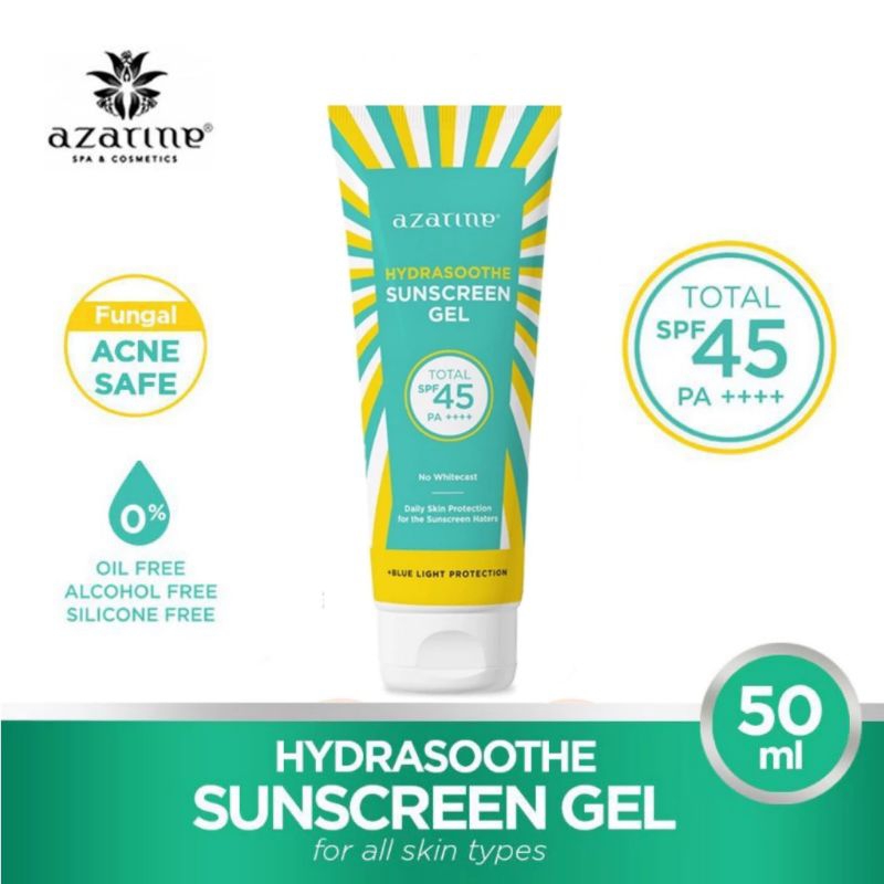 Jual Azarine Hydrasoothe Sunscreen Gel Total SPF 45++++ 50ml dan 30ml ...
