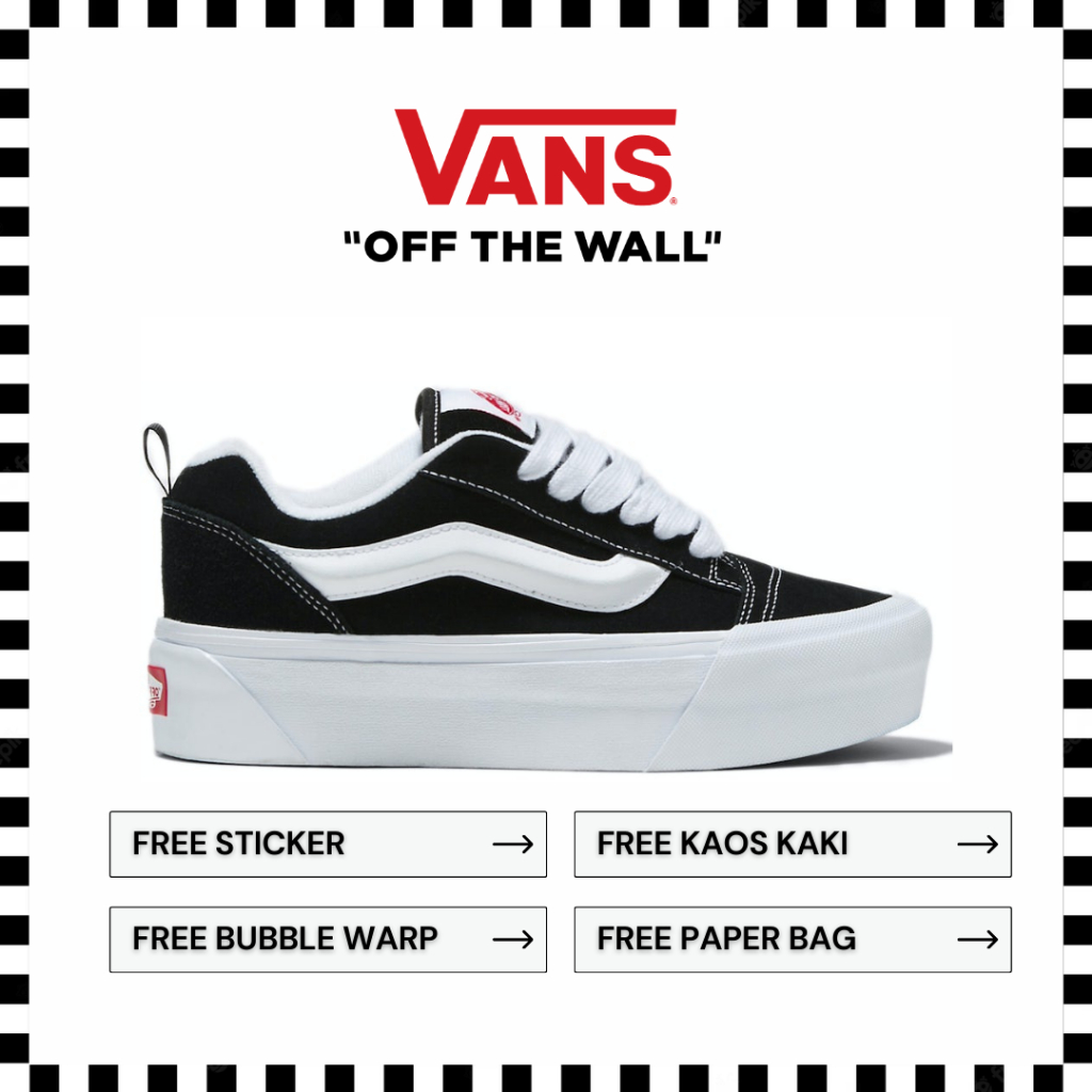 Jual Sepatu KNU Skool Platform Black White | Shopee Indonesia