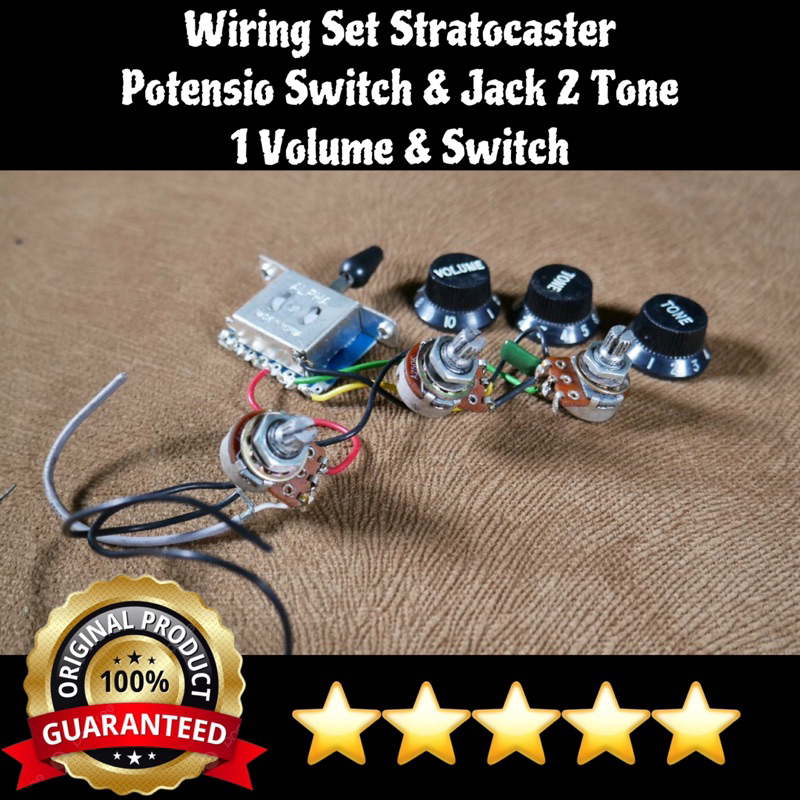 Jual Wiring Set Stratocaster Potensio Switch Dan Jack 2 Tone 1 Volume ...