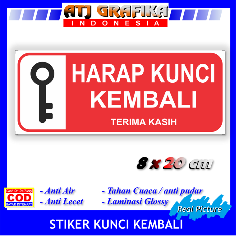 Jual Stiker label harap kunci kembali pintu jendela pagar rak koper ...