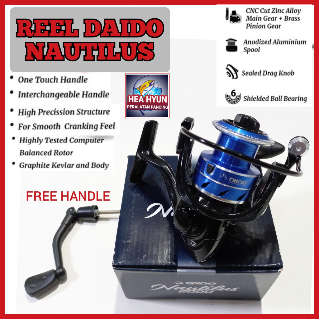 Jual REEL DAIDO NAUTILUS SPIN UKURAN 1000 2000 3000 4000 6000 | Shopee ...