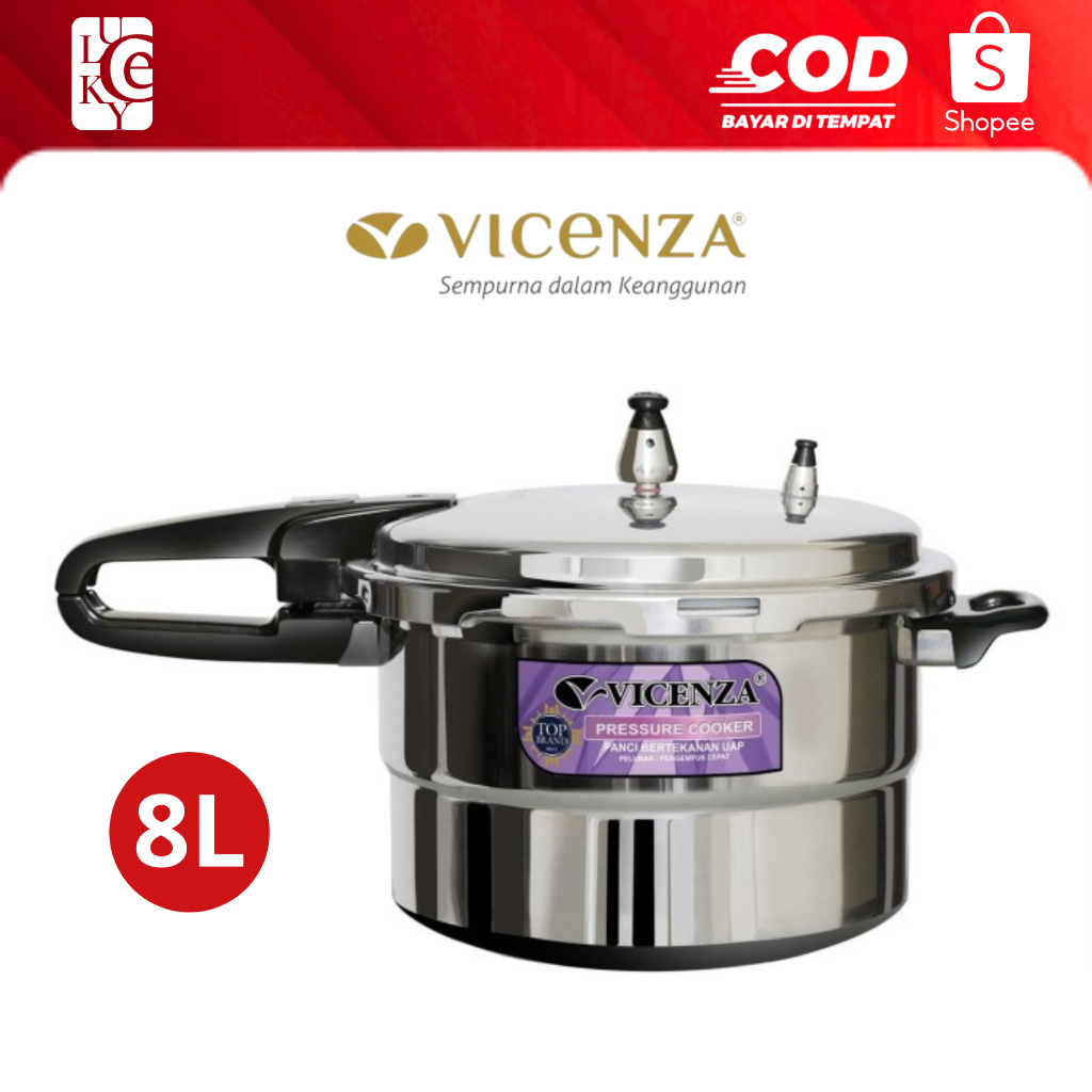 Jual Panci Presto 8 Liter Vicenza V324 24cm Pressure Cooker Alumunium Stainless Steel | Shopee ...