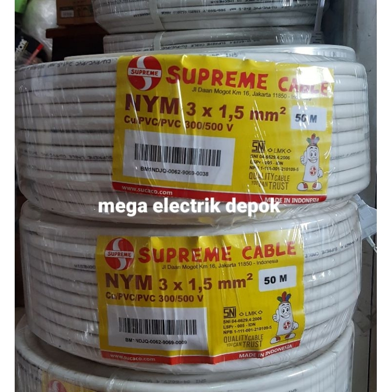 Jual kabel supreme nym 3x1.5 kawat 50 mtr SNI | Shopee Indonesia
