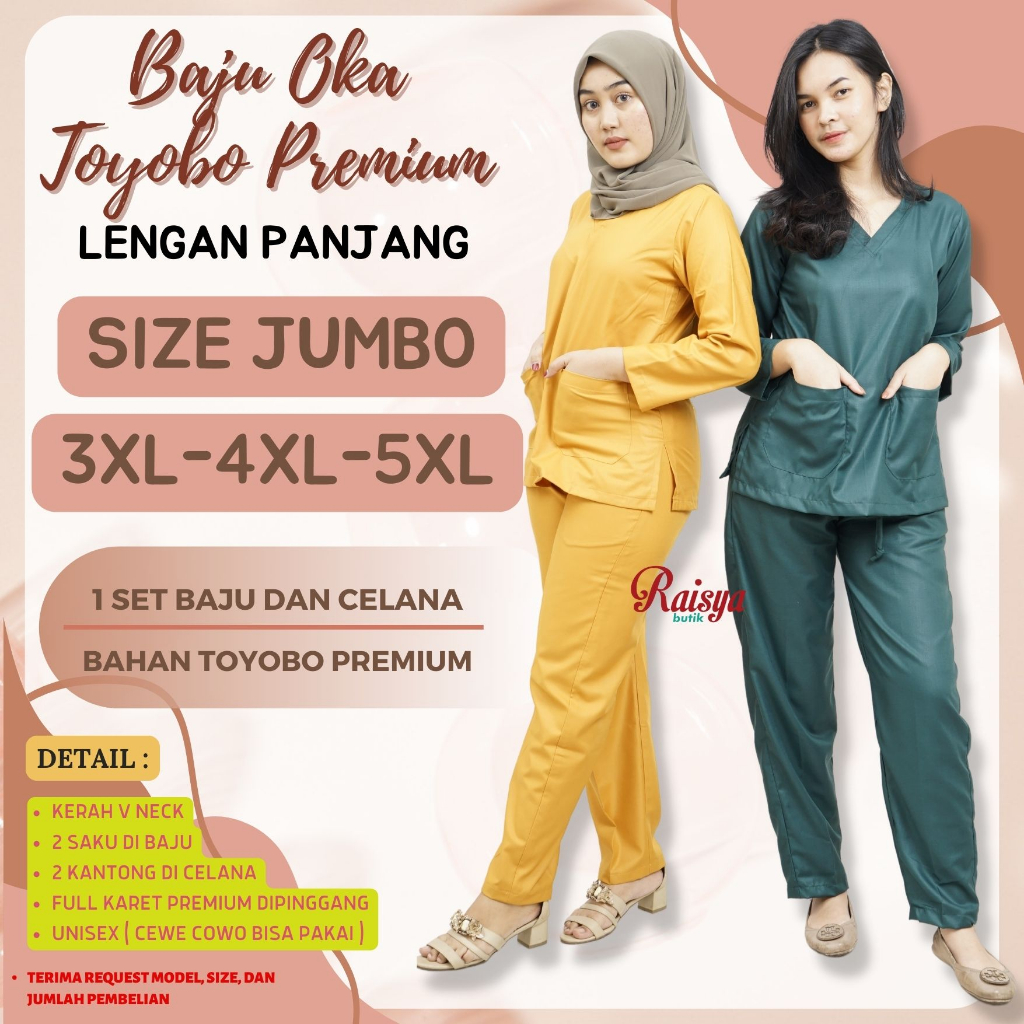 Jual ( SIZE JUMBO ) 30 WARNA BAJU OKA LENGAN PANJANG / SCRUB OKA LENGAN PANJANG / BAJU JAGA ...