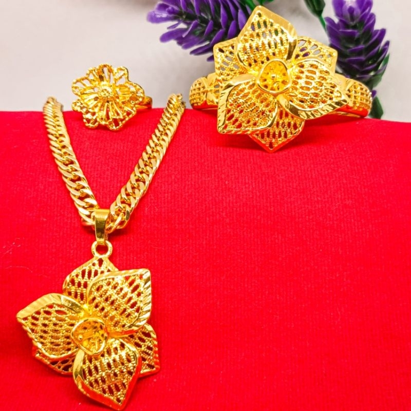 Jual Set Perhiasan Kendari model bunga model terbaru dengan lapis emas ...