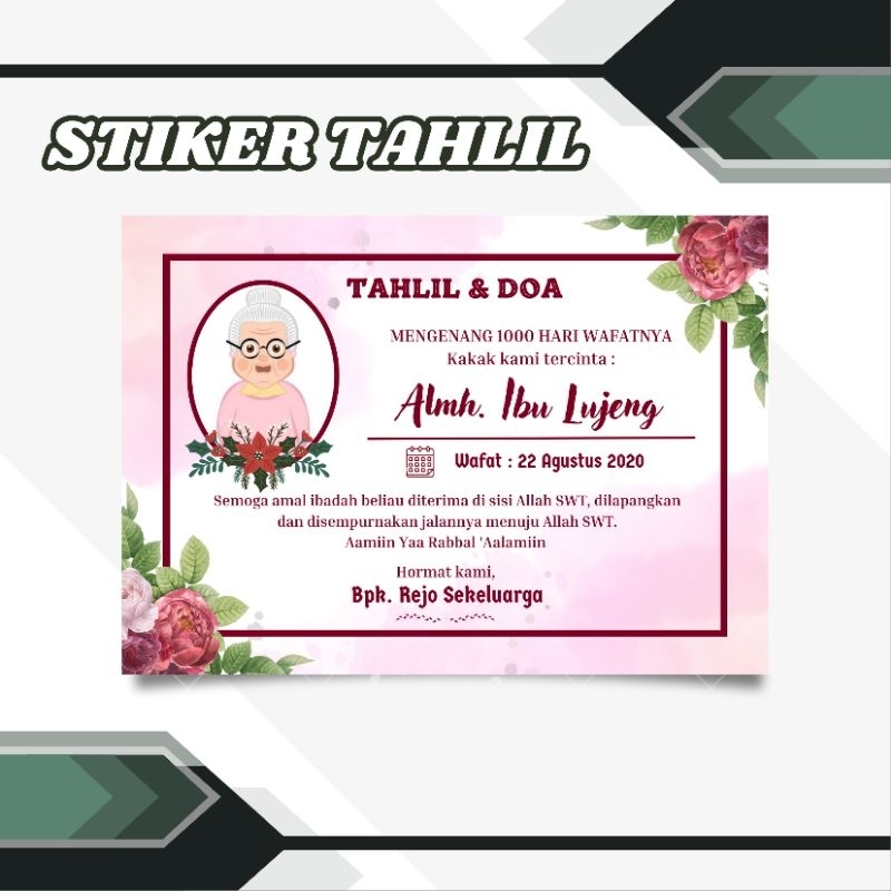 Jual Stiker TAHLIL / 40 / 100 / 1000 Hari/ 1 Tahun / 2 Tahun / Stiker ...