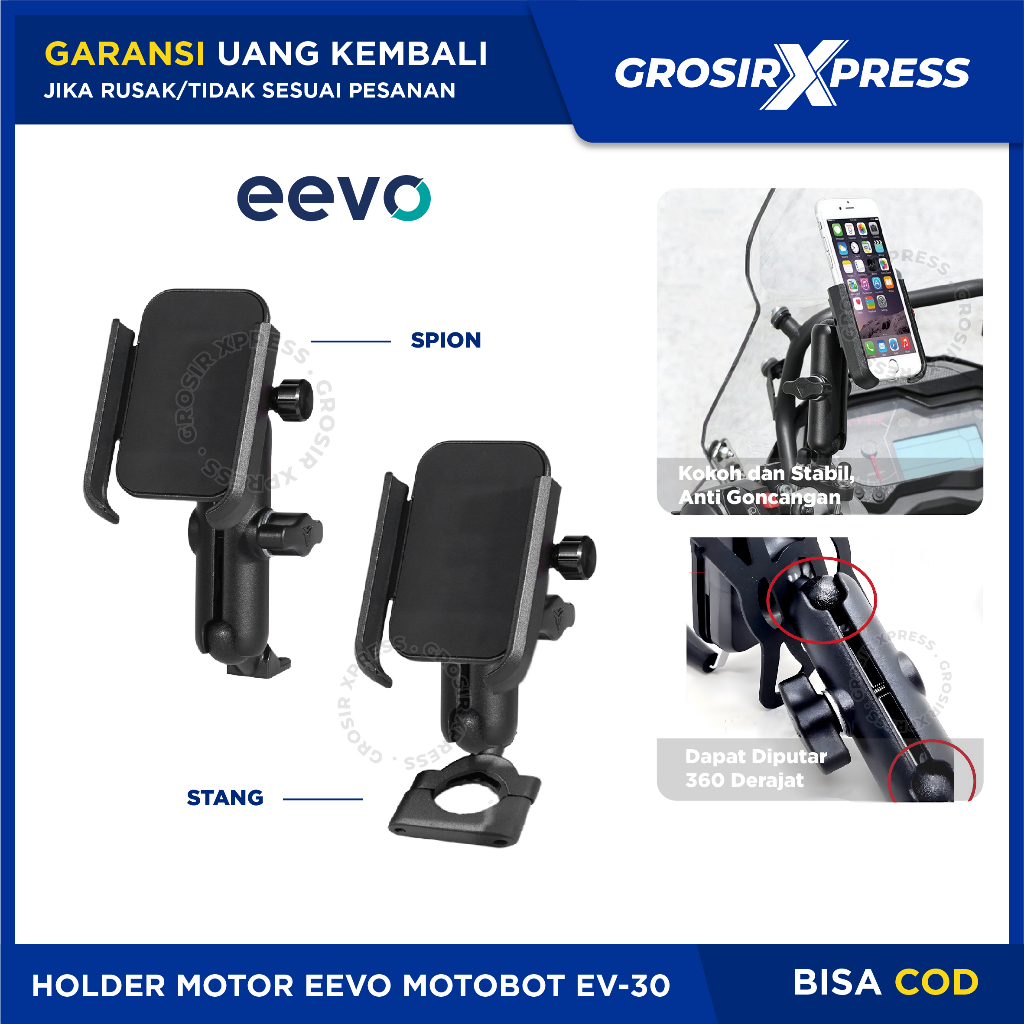 Jual Holder Hp Motor Full Besi Spion Stang Phone Stand Dudukan Handphone 360 Derajat Penyangga ...