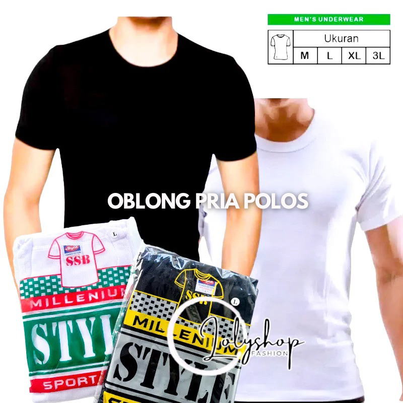 Jual Kaos Oblong Pria Lengan Pendek Polos Putih Hitam Size M L XL 3L ...