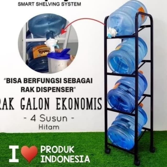 Jual Rak Galon 4 Susun Air Aqua Roda Dorong Dispenser Beroda Tempat ...