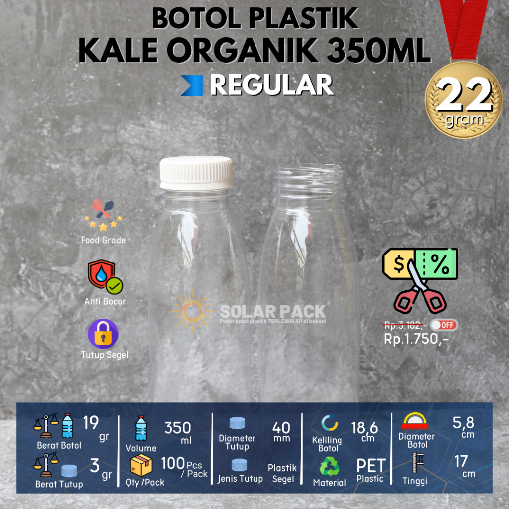 Jual Botol plastik PET 350ml kale organik minuman jus susu kopi tutup ...