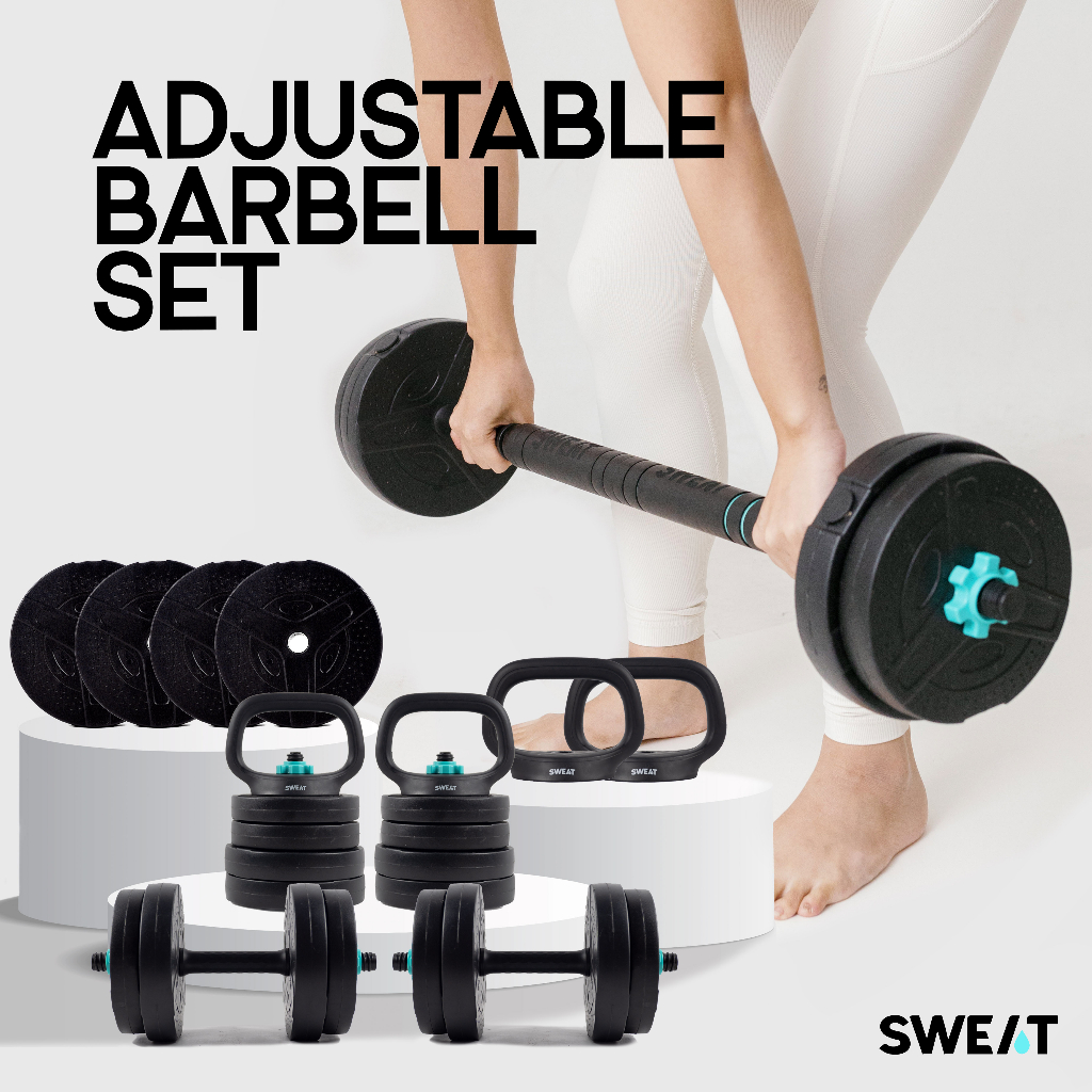 Jual SWEAT - Adjustable Barbell Set 30KG | Barbell Set Gym - Peralatan ...