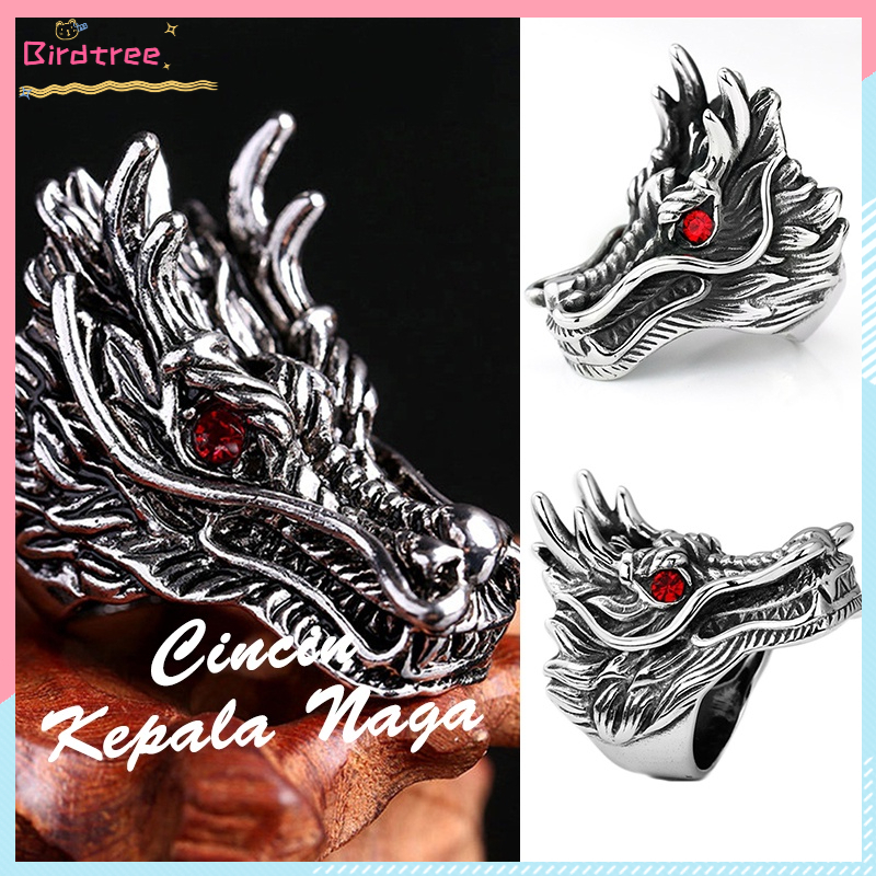 Jual [COD]Cincin Desain Kepala Naga Ruby Retro Gaya Punk Vintage Rock ...