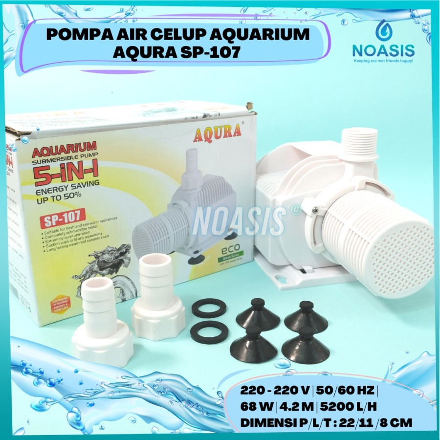 Jual AQURA Pompa Air Celup Aquarium AQURA sp 107 Sp - 107 68 W 5200 L/H | Shopee Indonesia
