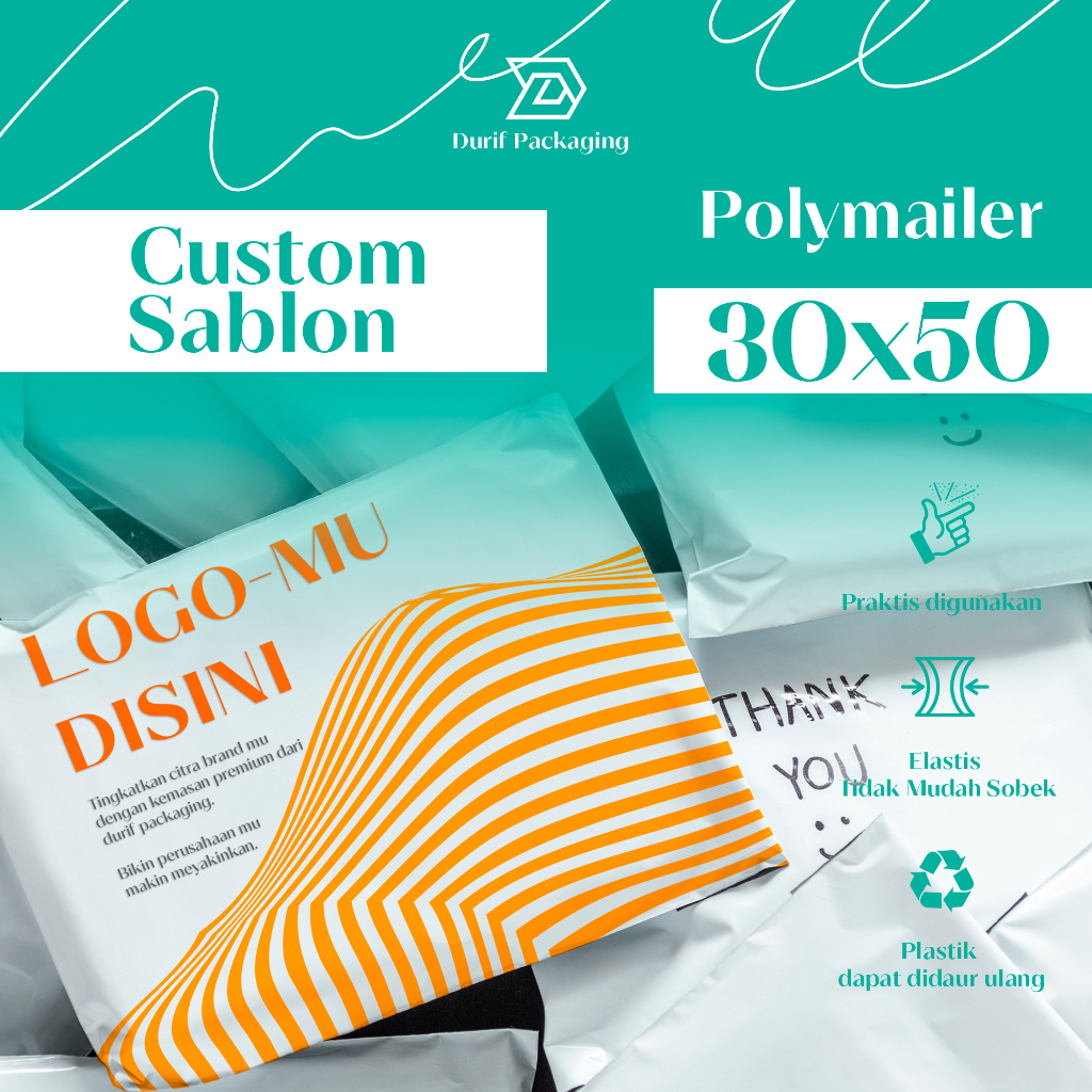 Jual CUSTOM SABLON Polymailer 30x50 Plastik Packing Premium Glossy ...