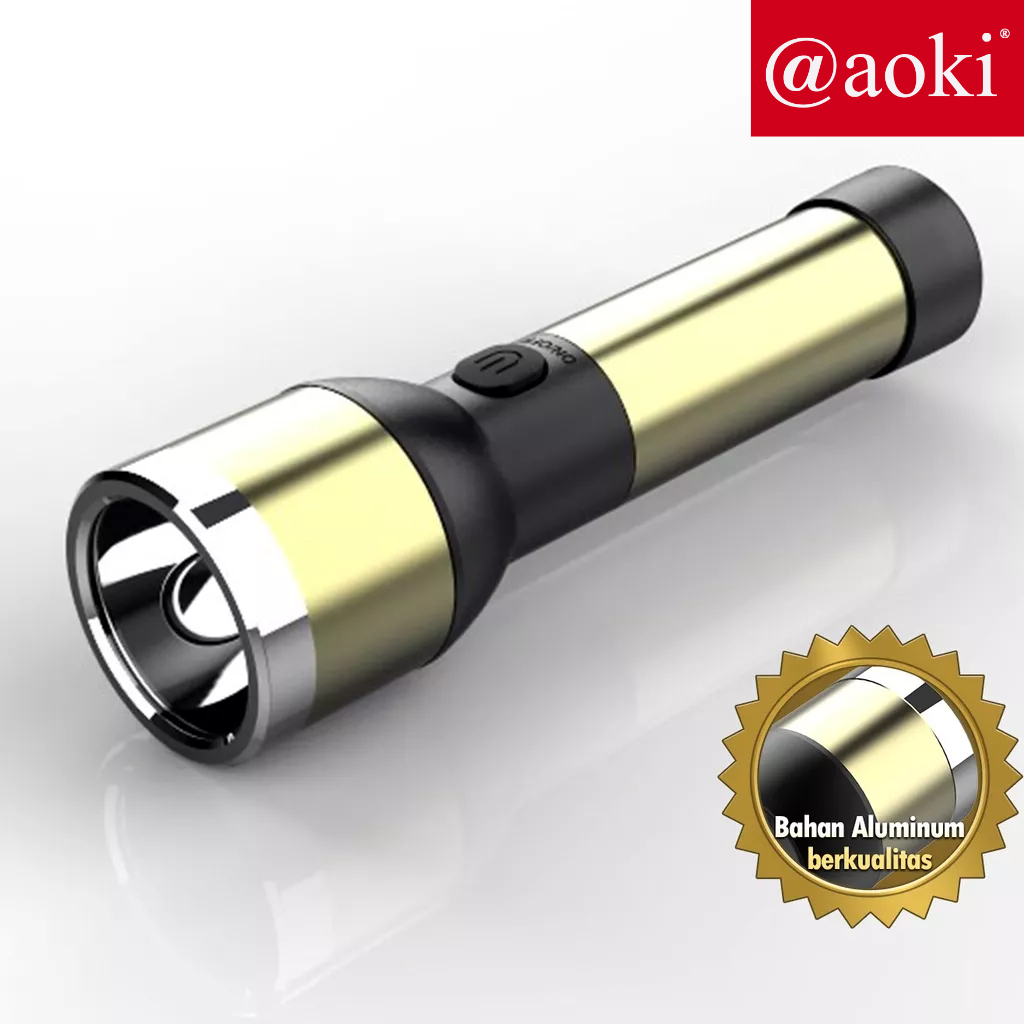 Jual Senter Tangan LED Alumnium 15W AOKI AK-1606 Baterai Lithium ...