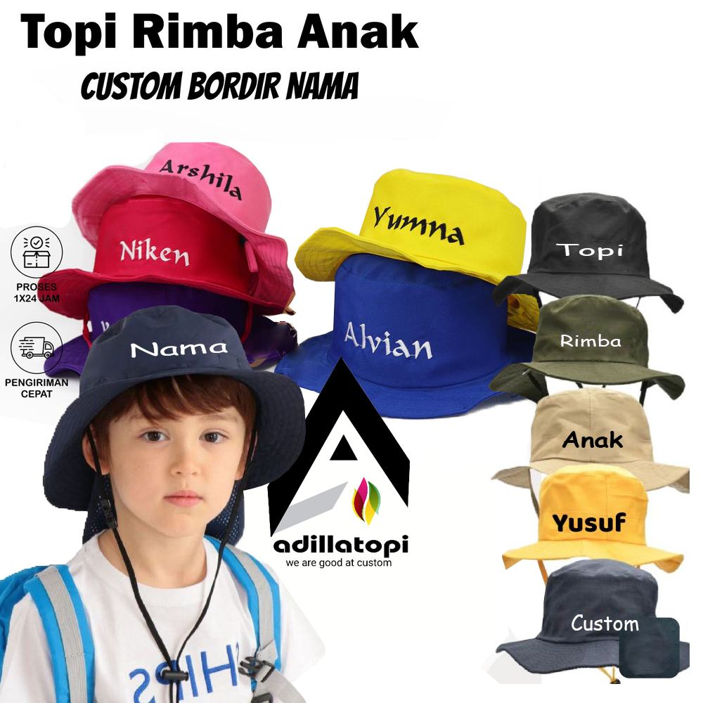 Jual TOPI RIMBA ANAK BISA CUSTOM NAMA | Shopee Indonesia
