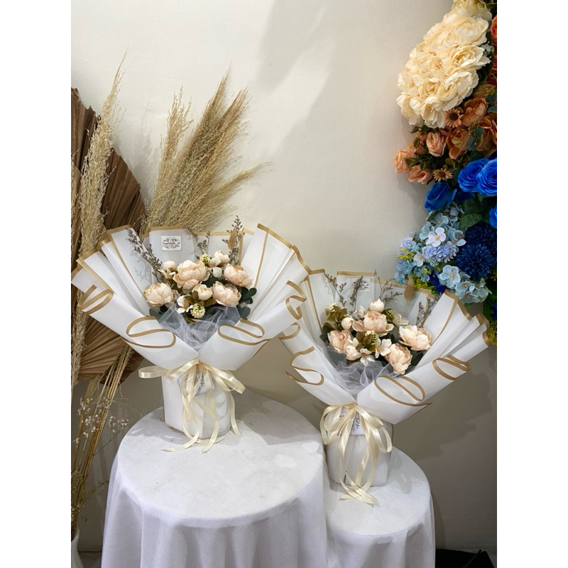 Jual Buket Bunga Artificial Mawar Pernikahan Wisuda Sempro Semhas ...