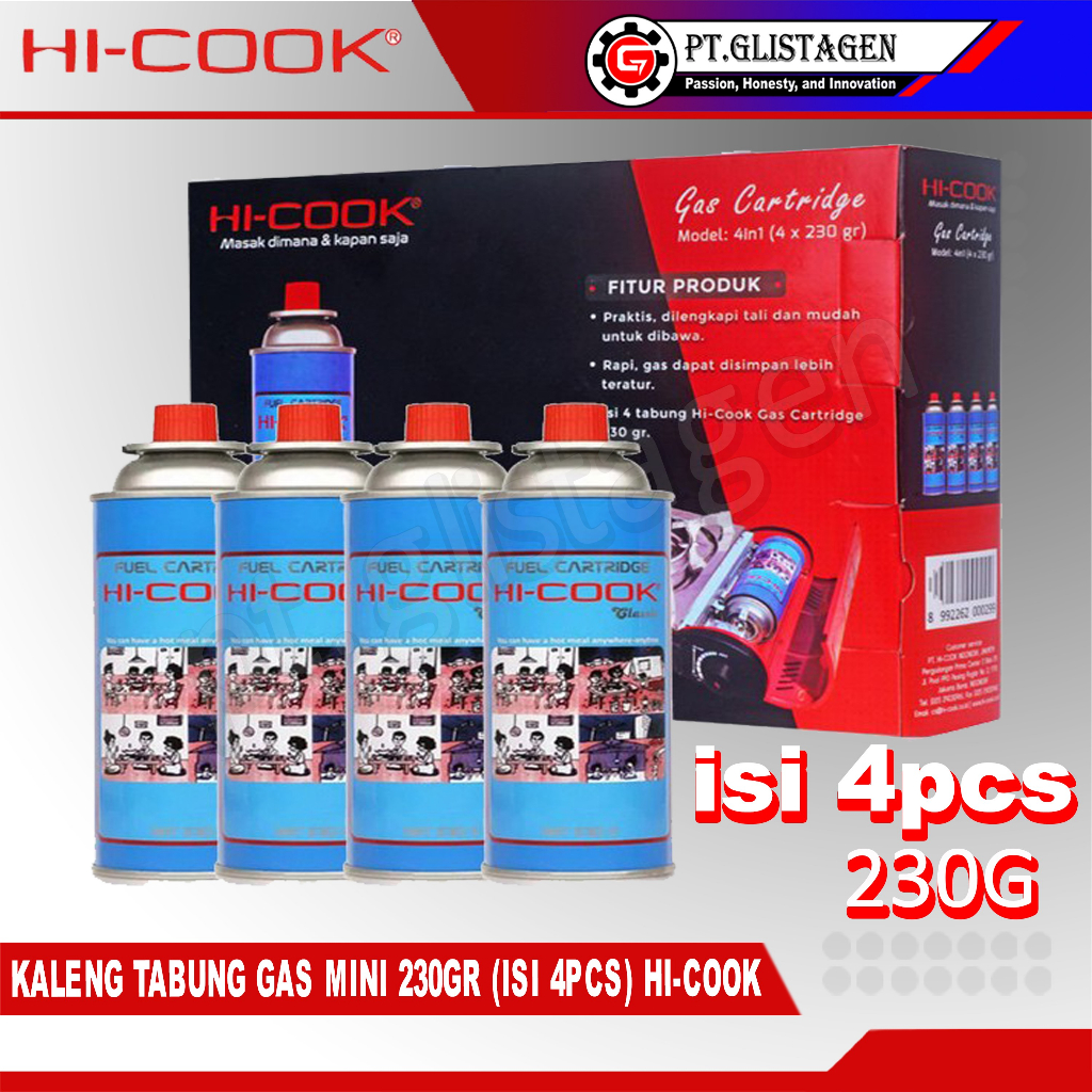 Jual HI-COOK Kaleng Tabung Gas Mini Kompor Portable 230gr (1Box isi ...
