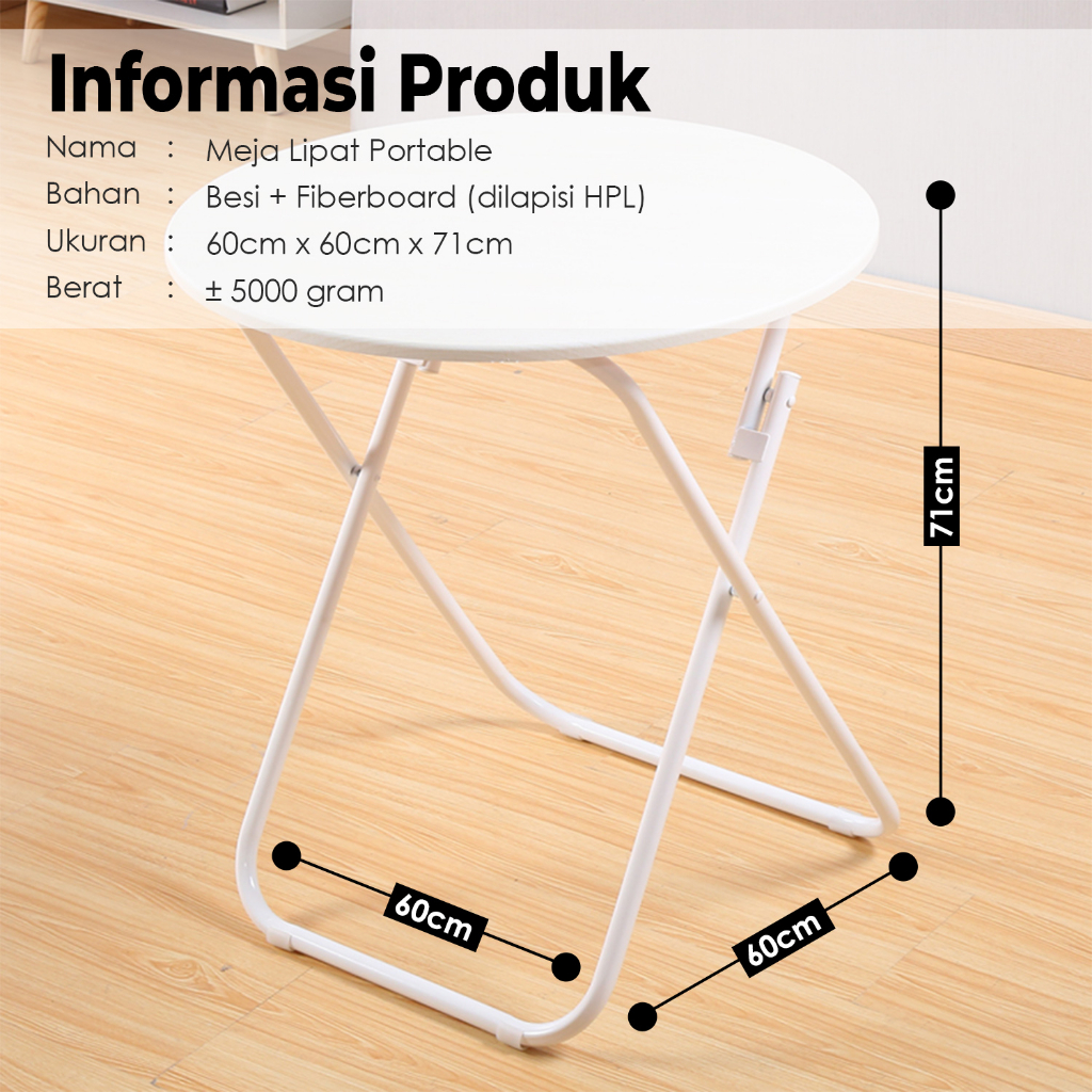 Jual Meja Lipat Portable / Meja Bulat Minimalis / Meja Bundar / Meja ...