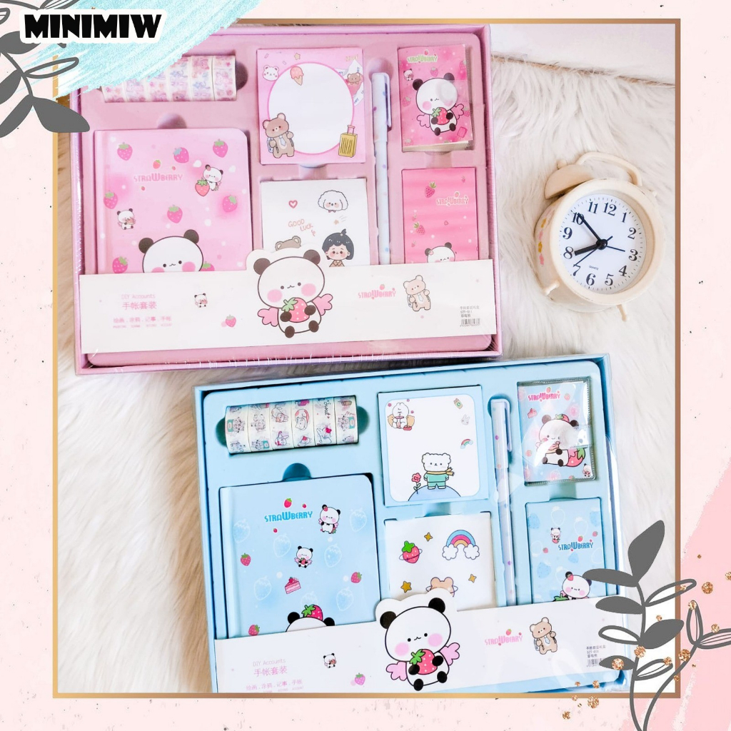 Jual Paket jurnal 7 in 1 Panda Free Box (solatip buku mini kertas ...