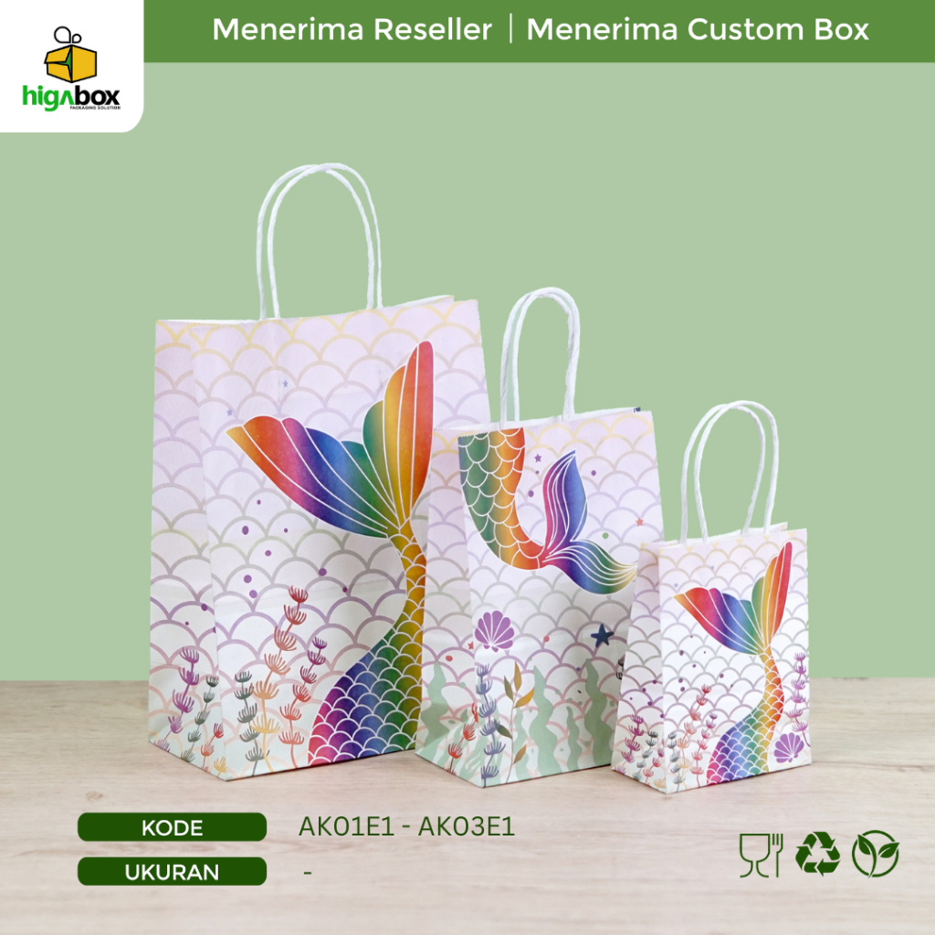 Jual Paper bag Motif Mermaid / Tas Kado Hadiah Pesta Ulang Tahun Motif ...