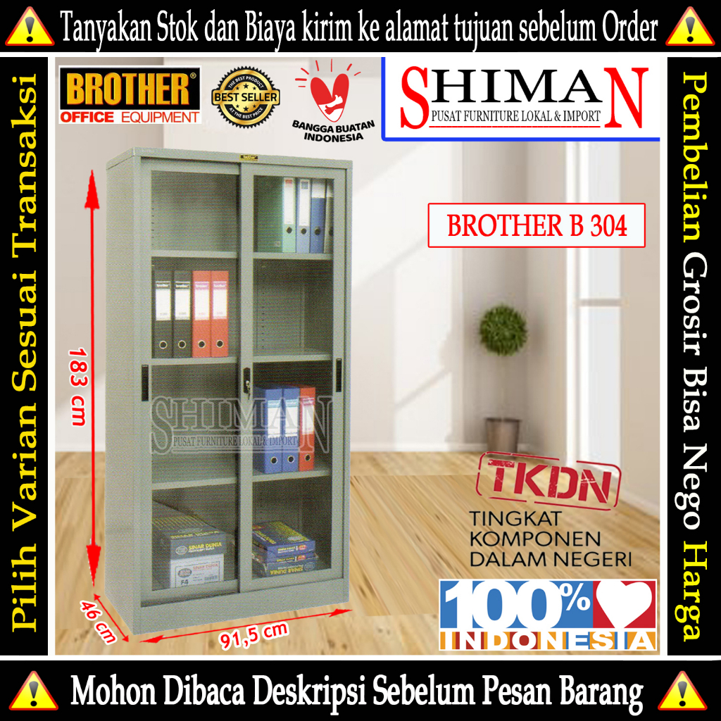 Jual Lemari Cabinet B 304 BROTHER | Lemari Arsip Sliding Door | Shopee ...