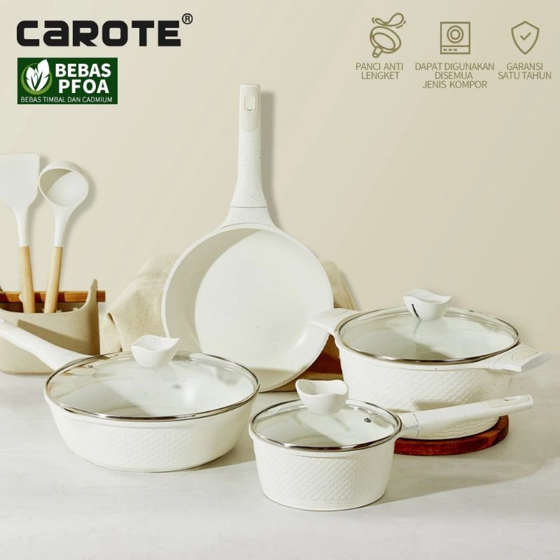 Jual CAROTE Granit White (Terra) Anti Lengket Set 7pcs - Bebas PFOA ...