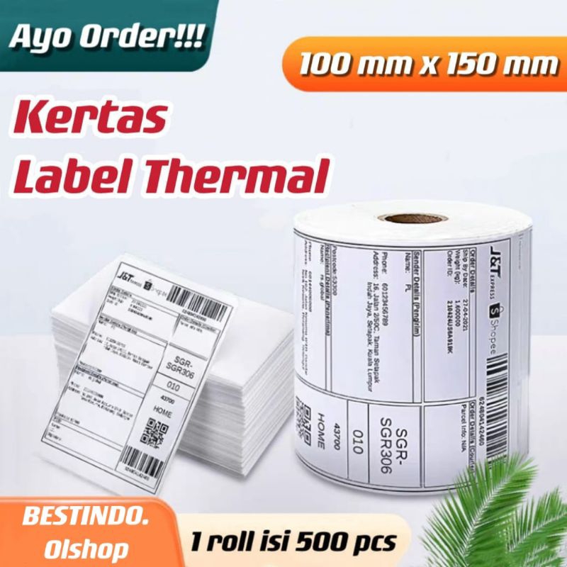 Jual Kertas Label Thermal 100x150 sticker Barcode Ukuran A6 100x150⭐ ...