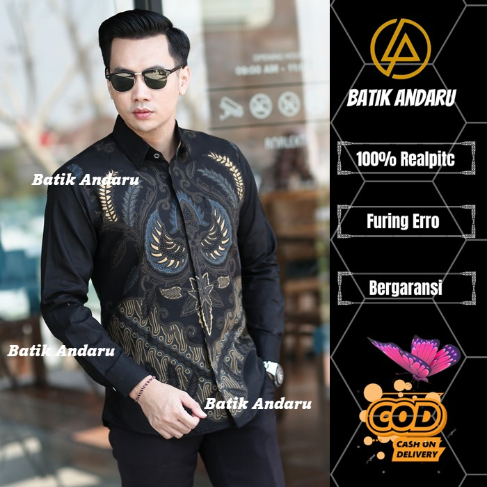 Jual Batik Andaru Motfif Cakra Baju Batik Pria Slimfitting Lengan ...
