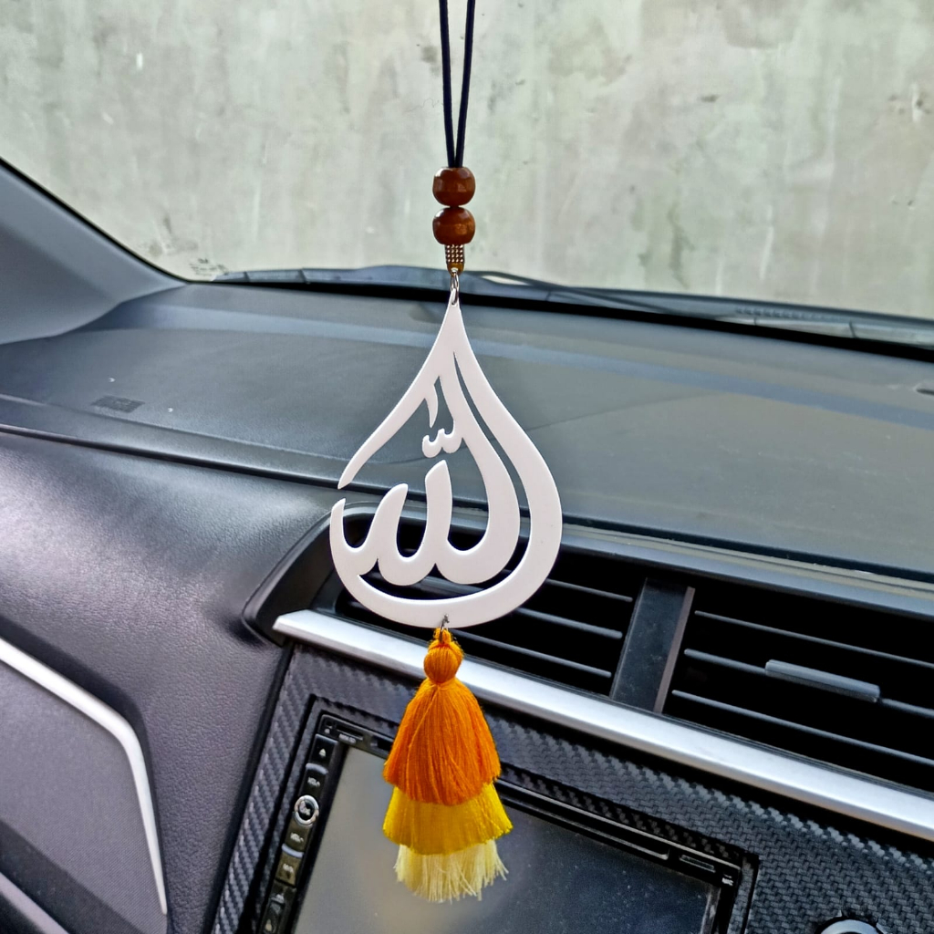 Jual Gantungan Spion Allah Bahan Acrilic Warna Putih Model Air Menetes ...