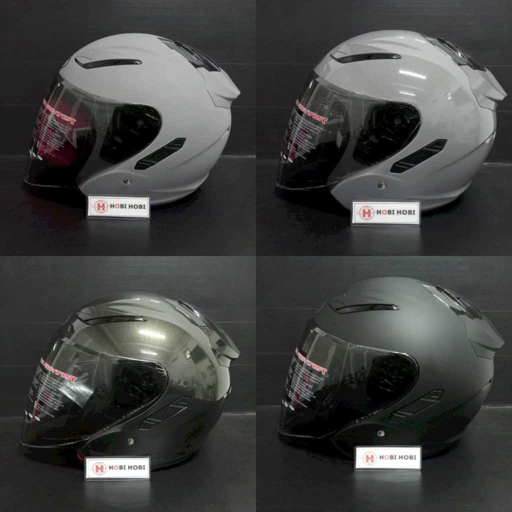 Jual NHK R1 SOLID SINGLE VISOR BLACK GLOSSY HELM OPEN FACE VISOR LIGHT ...