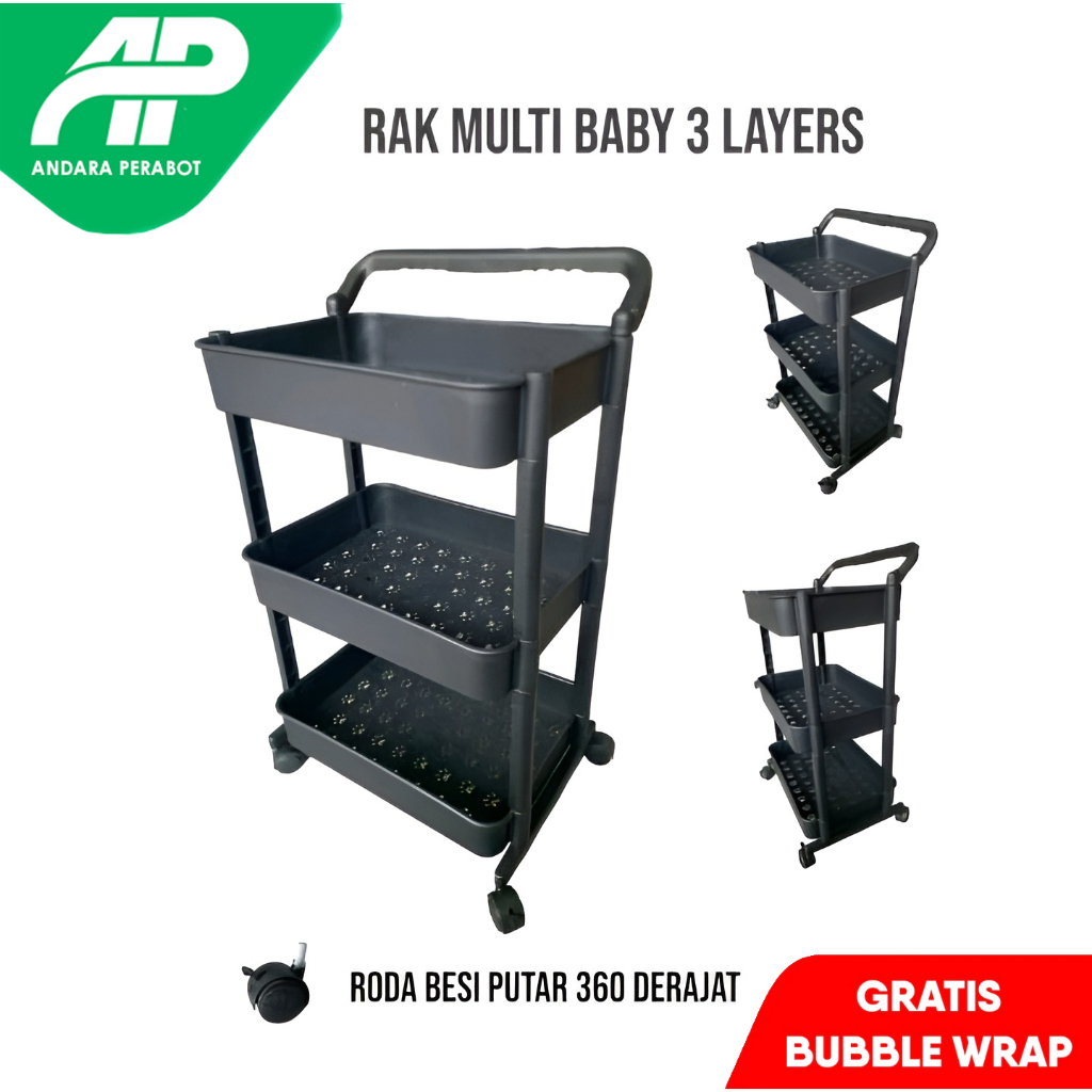 Jual Rak Troli Roda 3 Susun Rak Kamar Tidur / Rak Dorong Baju Bayi Rak ...
