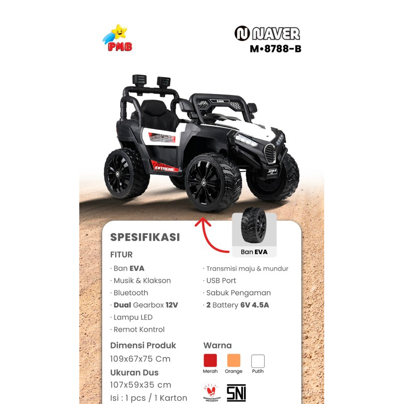 Jual Mobil Aki Anak Jeep PMB M-8788 UTX 8788A NUV M8788 M8788AMainan ...