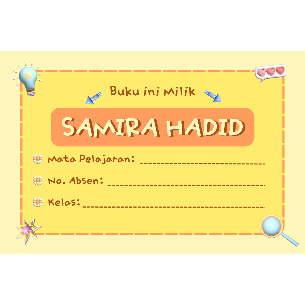 Jual (TINGGAL TEMPEL) Stiker Nama Mata Pelajaran - Stiker Buku Tulis ...