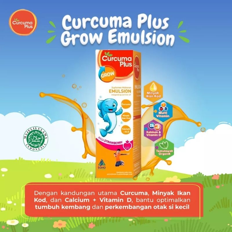 Jual Curcuma Plus Grow Elmusion Syrup rasa Jeruk & Strawberry 200ML ...
