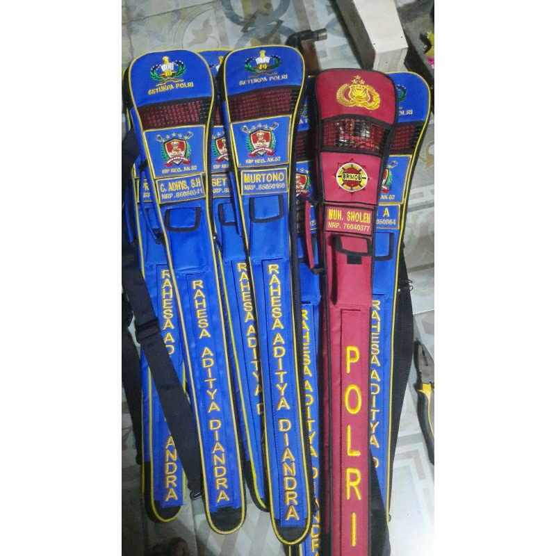 Jual tas pedang soren upacara bordil biru dan merah POLRI TNI AD dan AU ...