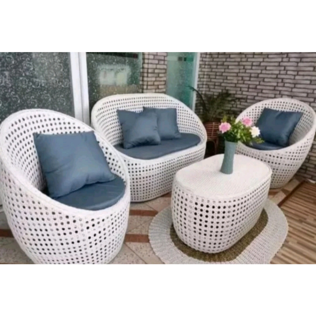 Jual SOFA / KURSI TAMU ROTAN / SOFA GENTONG PUTRI / SOFA ROTEN SINTETIS ...