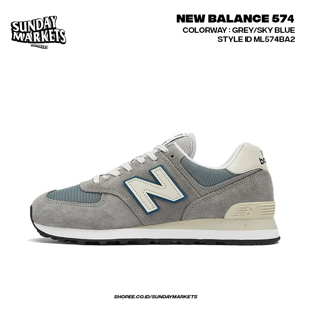 Jual Sepatu Sneakers New Balance 574 Grey Sky Blue BNIB 100% Global ...