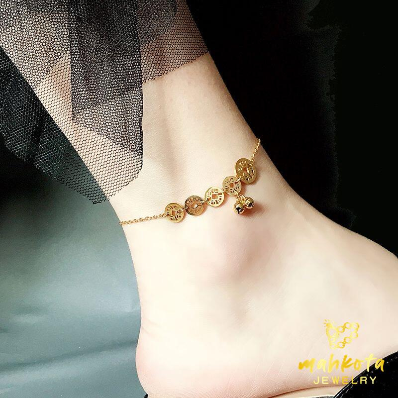 Jual GK86 Gelang Kaki Titanium Premium Wanita Rantai Nori Kesan Mewah ...